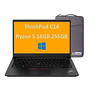Lenovo ThinkPad E14 Gen 2 14" FHD IPS (16GB RAM, 256GB SSD, AMD 6-Core Ryzen 5-4500U(Beat i7-1165G7)) Business Laptop, Long Battery, Anti-Glare, Type-C (DP and Charge), Webcam, Win 10/11 Pro - 2022