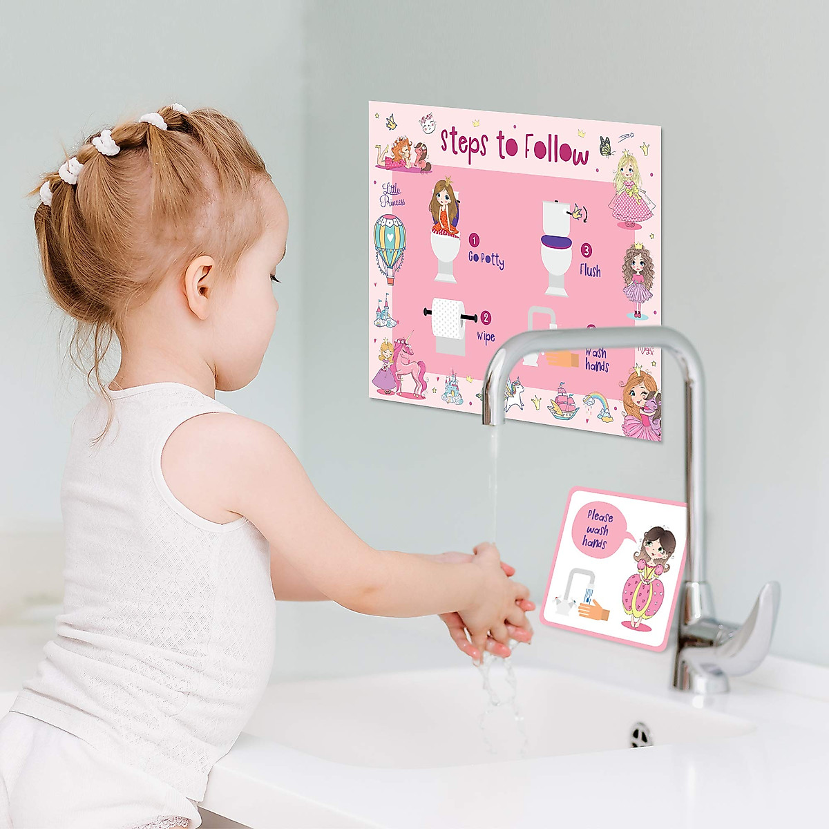 ATHENA FUTURES Potty Training Chart for Toddler, Girls, Sticker Chart for Potty Training, 4 Week Reward Chart, Certificate, Instruction Booklet, Reward Sticker Chart - Princess Design
