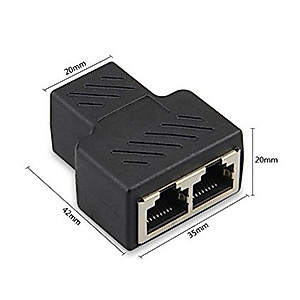Qaoquda RJ45 Splitter Adapter 1 to 2 Dual Female Port CAT 5/CAT 6 LAN Ethernet Socket Splitter Connector Adapter