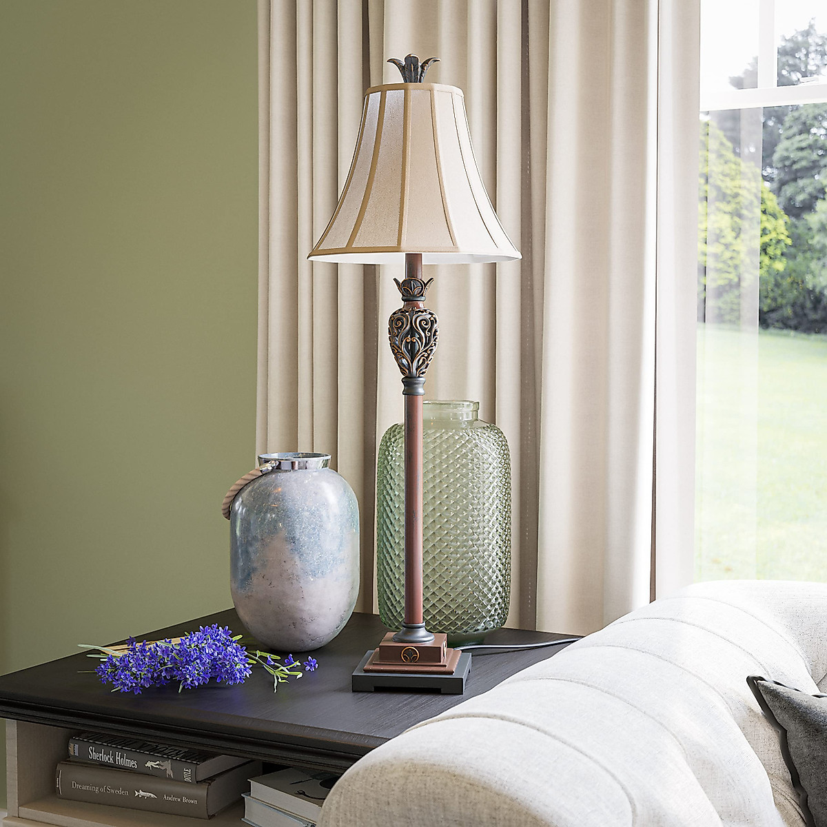 Kenroy Home 20182GR Iron Lace Buffet Lamp with Golden Ruby Finish, Classic Style, 32" Height, 11" Width, 11" Depth