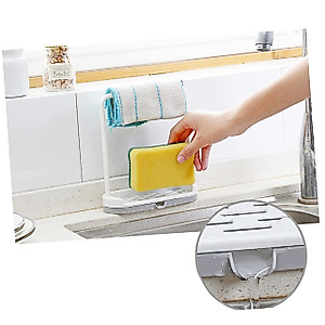 Sink Drying Dual- Dish Organizer Dishcloth for Soap Removable Rack Plastic and Sponge Cloth Brush Rackgrey Rag Storage Kitchen Stands with Countertop Holder Grey