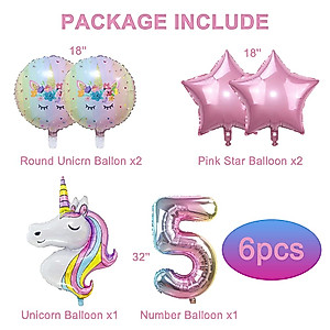DUILE Unicorn Balloons Unicorn Birthday Party Decorations for Girls Foil Balloons Set Macaron and Rainbow Balloon Wedding Baby Shower Party Supplies (5)