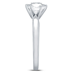 Size 6 - Solid 14k White Gold Classic Traditional Round Brilliant Cut Solitaire CZ Cubic Zirconia Engagement Ring 1.0ct.