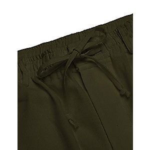 COOFANDY Men's Casual Pants Elastic Waist Lightweight Stretchy Waistband Pants Army Green