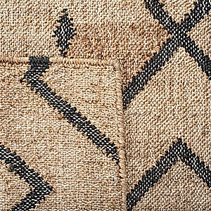 SAFAVIEH Kilim Collection Accent Rug - 2'3" x 5', Natural & Charcoal, Handmade Moroccan Boho Jute & Cotton, Ideal for High Traffic Areas in Entryway, Living Room, Bedroom (KLM750A)