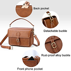 Cwatcun Camera Shoulder Bag Compact Camera Case Waterproof Retro Compatible for Canon Nikon Sony SLR DSLR Mirrorless Camera and Lens Brown, Small