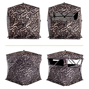 VEIL CAMO VC300 3-Person Hub Blind Tru-View – Ground Blind for Deer Hunting, 270-Degree View, Water Resistant, Durable 5-Hub Design, Backpack Carry Bag, Silent Slide Window Panels