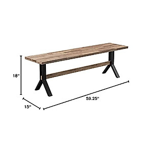 SEI Furniture Standlake Outdoor Bench, Natural, Black