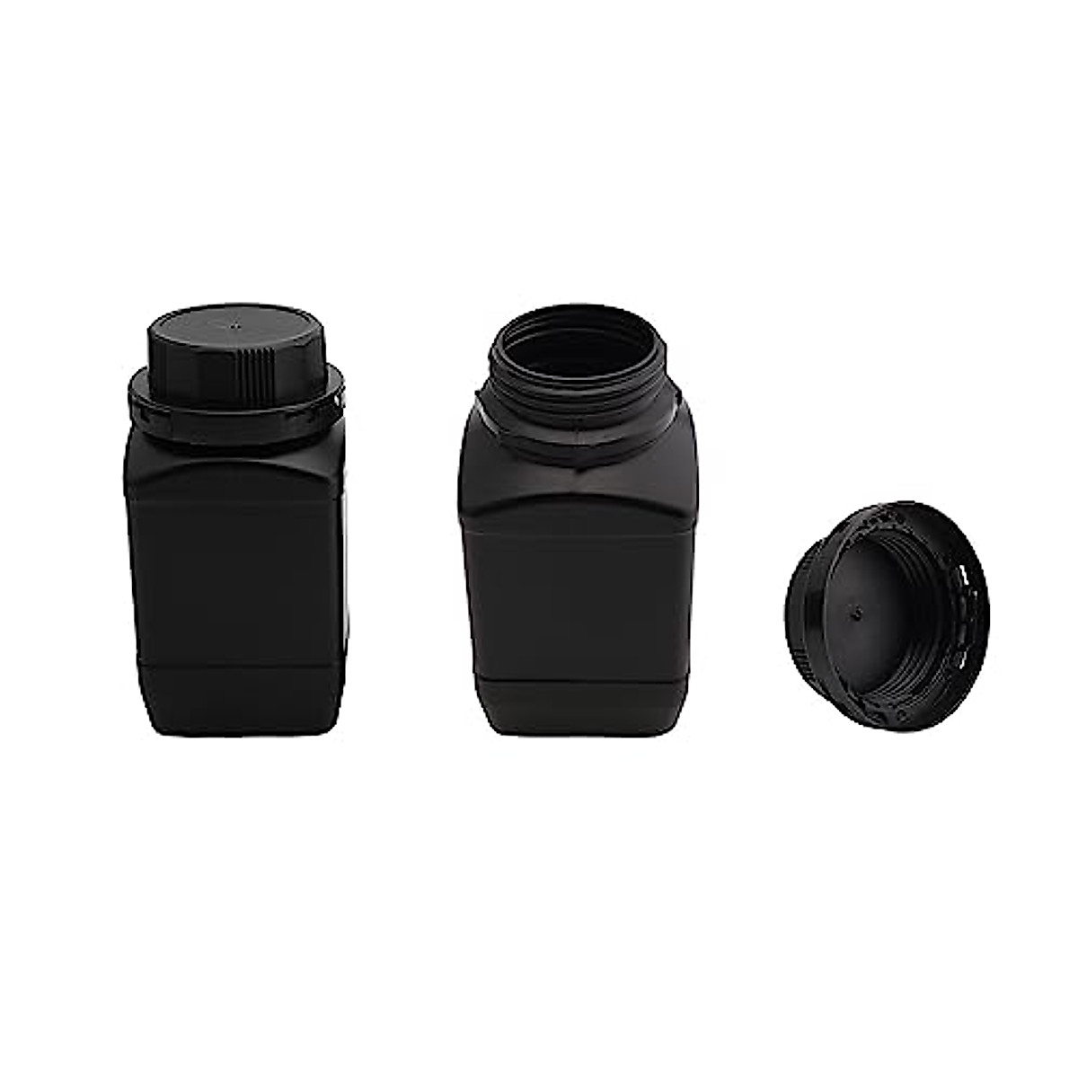 Othmro 2Pcs Plastic Bottles Lab Chemical Reagent Bottles 500ml/17oz Wide Mouth Plastic Containers Liquid/Solid Square Sample Storage Containers Sealing Bottles Black with Anti-theft Cap for food store
