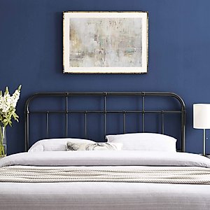 Modway Alessia Modern Farmhouse Metal King Headboard in Black