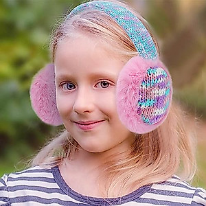 BUTITNOW Winter Knit EarMuffs for Kids Warm Furry Girls Ear Muffs Plush Toddler Ear Warmers Outdoor Ear Covers