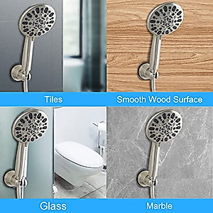 iFealClear Suction Cup Shower Head Holder, Vacuum Suction Handheld Shower Holder Bracket, Removable Wall Mount Holder with Vacuum Suction Cup for Bathroom, No Shower Head Adjustment, Brushed Nickel