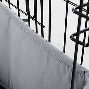 Hombys Dog Crate Bumper with Ties - Soft Crate Accessory -Kennel Cover - Training Pads for Front Door Crates, 35"x24", Gray