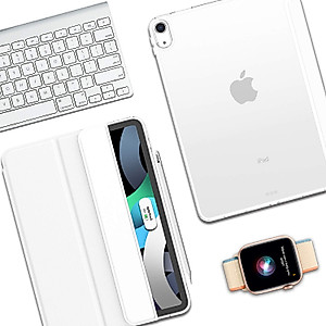 iMieet iPad Air 11 Inch Case 2024 /iPad Air 5/4 Case 2022/2020 10.9 Inch - iPad Air 6th/5th/4th Generation Case Slim Cover with Translucent Frosted Hard Back [Support Touch ID] (White)