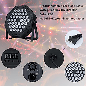 Stage Lights 36 RGB LED DJ Par Lights DMX & Remote Controlled Sound Activated with Uplights for Wedding Birthday Party Club Stage Lighting-4 Pack (RGB-4)