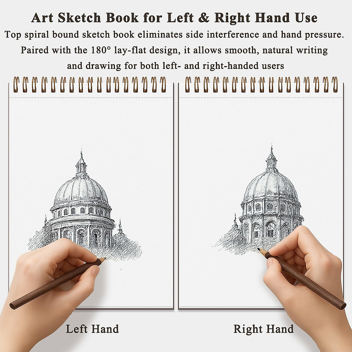 9" x 12" Sketch Book, Top Spiral Bound Sketch Pad, 2 Packs 100-Sheets Each (68lb/100gsm), Acid Free Art Sketchbook Artistic Drawing Painting Writing Paper for Kids Adults Beginners Artists