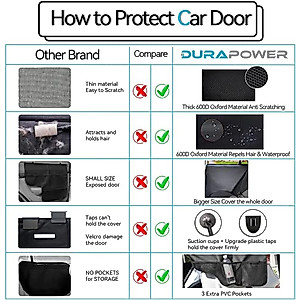 Durapower Dog Car Door Protector丨2 Pack Anti Pet Scratching Waterproof Vehicle Door Covers Guard Truck Interior Panel Safe SUV Universal 600D Black