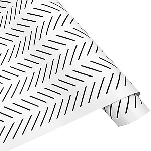 Yifasy Black and White Shelf Liner 9.8 ft Roll Self-Adhesive Wallpaper Bias Revamp Furniture Wall Surface Drawer Sticker 17.7 Inch Wide (S-118.1x17.7 Inch)