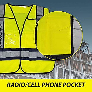 VIEWBRITE Reflective (Class 2) Security Vest Lime Green - 5 Point Breakaway High Visibility Yellow Safety Vest