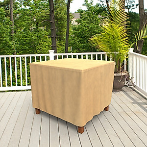 Budge P5A24SF1 All Seasons Square Patio Table Cover Lightweight, UV-Resistant, Small-28 H L x 36" W, Tan