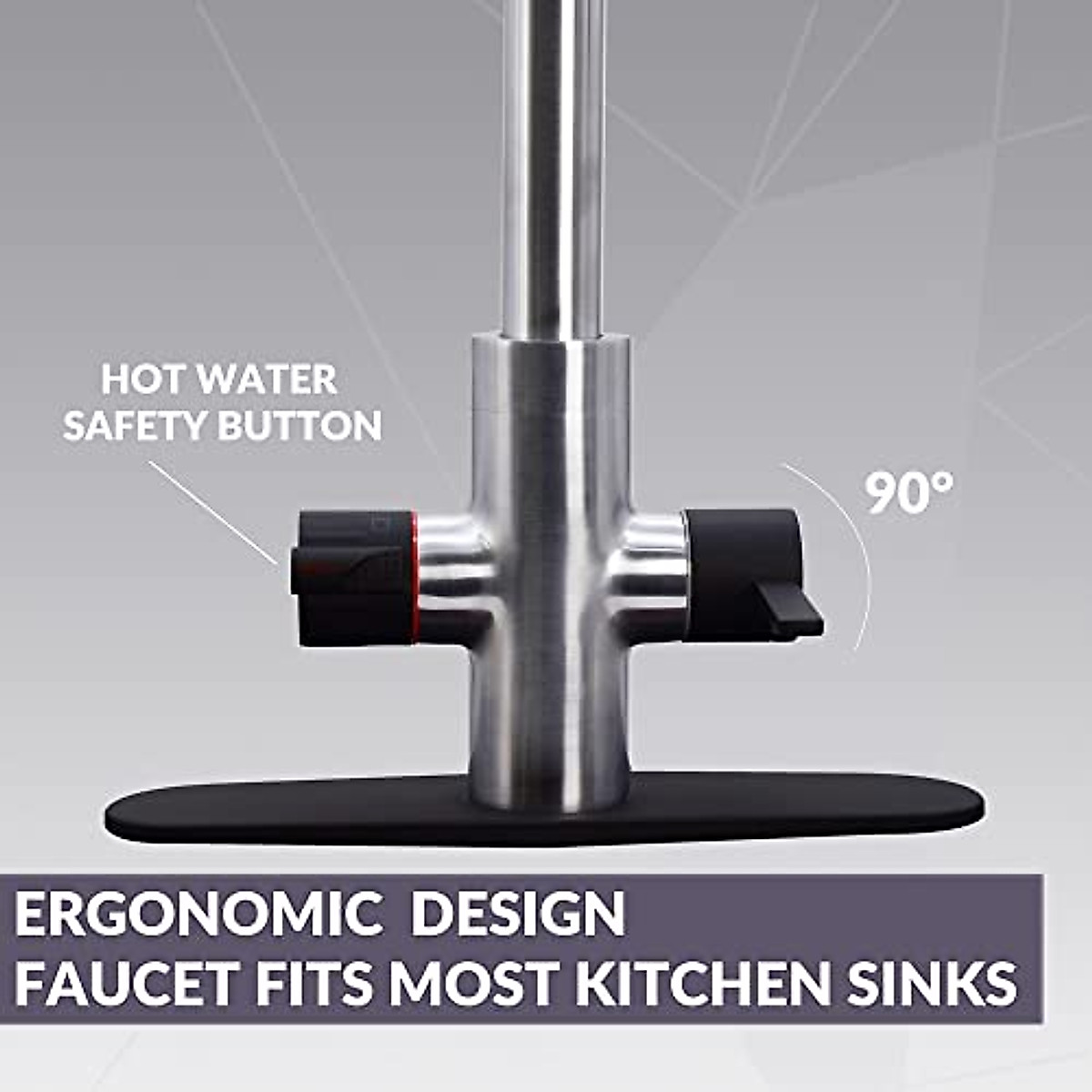 Westbrass KH41A-26 HotMaster 4 in 1 Single Handle Kitchen Faucet Only with Push Button Dual Spray Mode Pull Down Nozzle Head, Polished Chrome