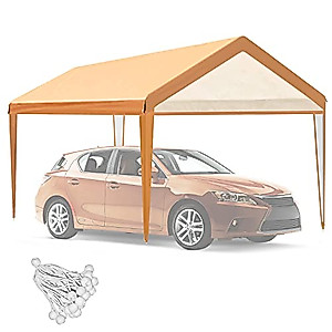 MARVOWARE 10x20 Car Canopy Replacement Carport Tarp Cover with Fabric Pole Skirts Ball Bungees for Tent Top Garage Boat Shelter(Only Tarp Cover) Carpas para Carros(Sólo Hule)