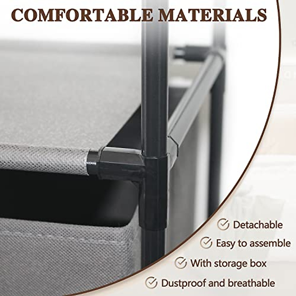 Iwaiting Outdoor 4 Tier Closet Organizers and Storage, Clothes Storage Organizer with 1 Drawer, Practical Storage Shelves for Storing Clothes, Bag and Other Items (Grey)