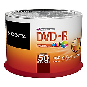 Sony 50DMR47PP 50 Pack Ink-Jet Printable DVD-R Bulk Spindle