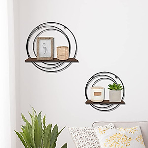 Rienias Floating Shelves Wall Mounted Set of 2, Hanging Storage Shelf for Bathroom, Living Room, Bedroom, Kitchen,Brown