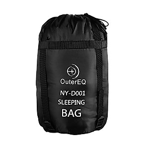 OuterEQ Compact Lightweight Mummy Sleeping Bag, Compression Sack Waterproof for Camping & Hiking & Backpacking (Blue/Grey Right)