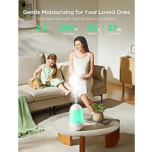GoveeLife Smart Mini Humidifier for Baby Nursery, Top Fill Cool Mist Humidifier with Scent Diffuser & Nightlight, Built-in Sensor, Works with Alexa, Ultrasonic Humidifiers for Home, Bedroom and Plants