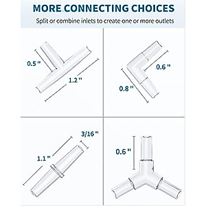 Pawfly 25 Feet Airline Tubing Standard Aquarium Air Pump Accessories with Check Valves, Suction Cups and Connectors