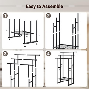 ELYKEN 3 Tier Standing Towel Rack, 40'' Tall Towel Drying Rack Outdoor, Freestanding Floor Towel Rack with Shelf, Pool Towel Blanket Stand, Metal Towel Racks for Bathroom freestanding, Matte Black
