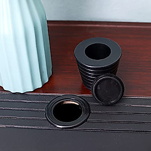 1Set Patio Umbrella Cone Umbrella Wedge Plug Fits Pole Diameter 1.5 Inch Umbrella Hole Ring and Cap Set for Patio Table Hole Opening (1, Black Black)