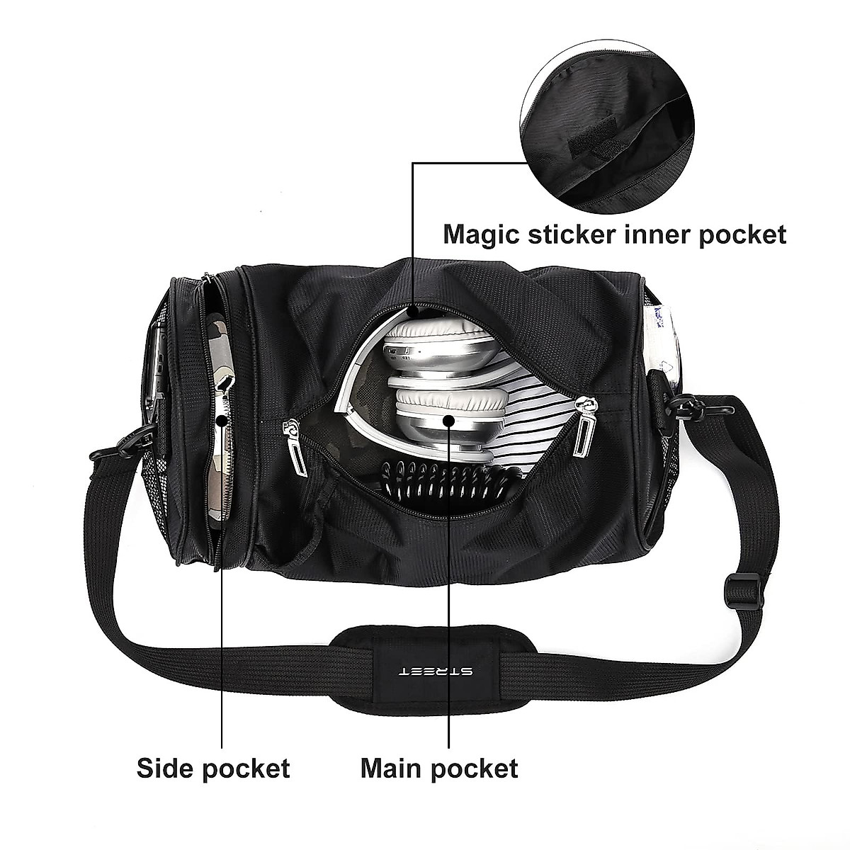 Sports Gym Bag for Men and Women Workout Bags Mens Gym Bag Black Small