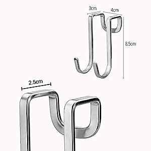 4 Pack Over Cabinet Drawer Double Hooks, Stainless Steel Multiple Use Narrow Door Hook for Kitchen, Bathroom, Wardrobe Door, only Sold by YamaziHD