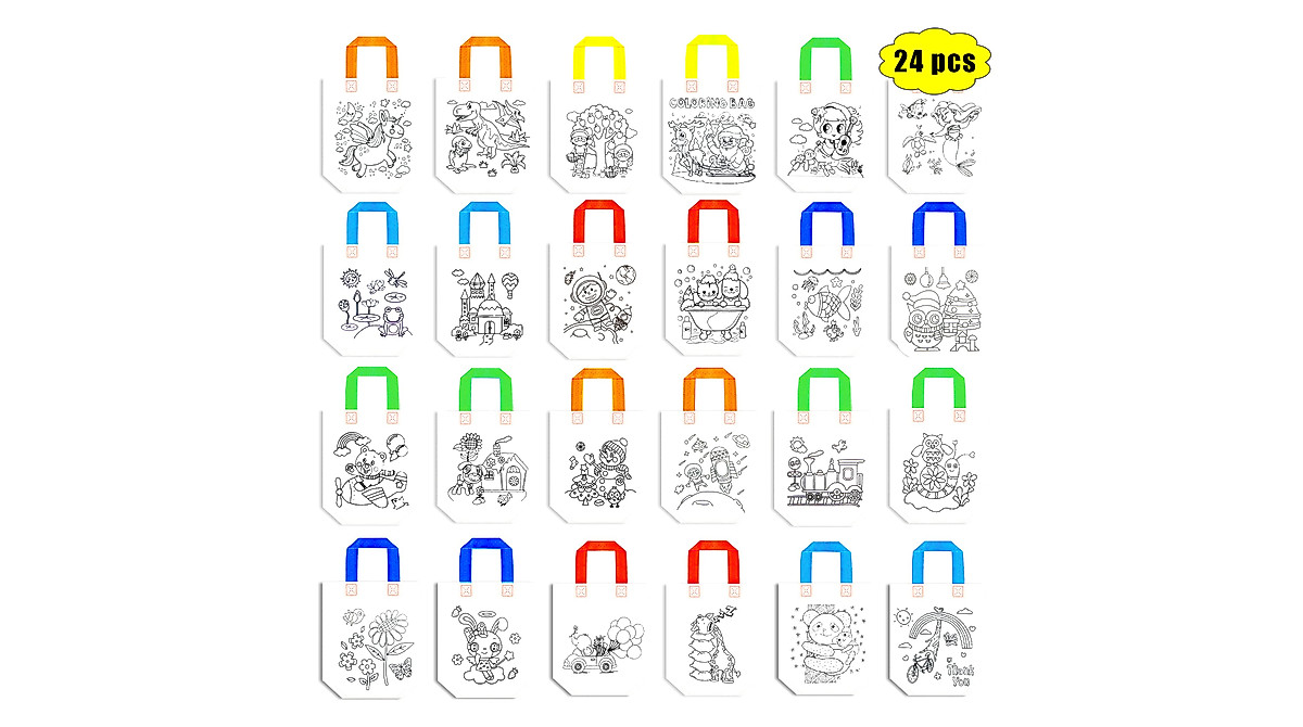 Cute 24-Pc DIY Coloring Goodie Bags for Kids' Parties