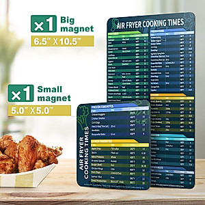Air Fryer Magnetic Cheat Sheet Set, Cook Times Chart Air Fryer Accessories Magnet Sheet Quick Reference Guide for Cooking and Frying, Easy to Use, Excellent Kitchen Assistant
