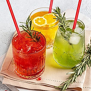 Whaline 100Pcs Valentine's Day Plastic Straws Heart Shape Red Drinking Straws Sweet Disposable Coffee Milk Straws Individually Wrapped Straws for Wedding Bridal Shower Birthday Party Supplies