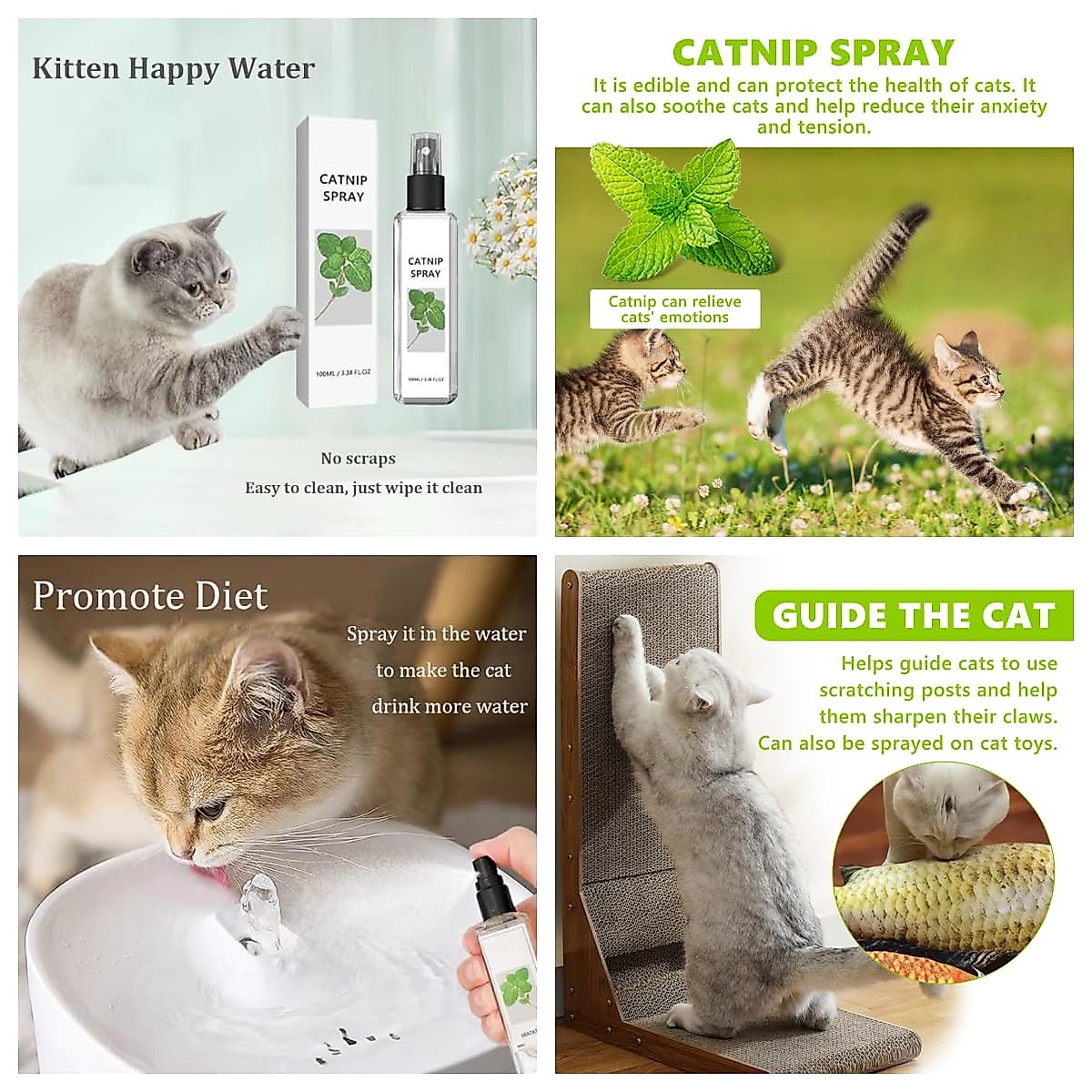GRYPIT Joycat Spray, Herbal Cat Joy Spray, 100ml Pets Catnip Spray, Cat Scratching Spray Mist, Cat Anxiety Relief, Catnip Silvervine Blend, Catnip Oil for Cats,Anti Scratch Cat Spray (3 Bottle)