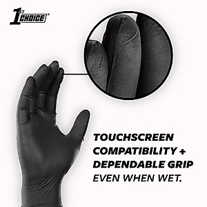 1st Choice Black Nitrile Gloves 2 Boxes of 100 Large Gloves Disposable Latex Free - Exam Grade Black Gloves for Cooking - 3mil