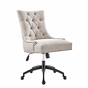 Modway Regent Tufted Fabric Swivel Office Chair, Black Beige