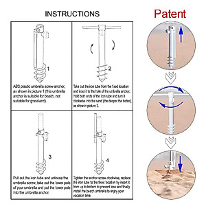 AMMSUN Beach Umbrellas for Sand Heavy Duty Wind Portable, 6.5 ft Beach Umbrella with Sand Anchor & UV Protection, Outdoor Patio Umbrella with Carry Bag for Beach Patio Garden Outdoor, Geometric Blue