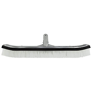 Poolmaster 20172 18-Inch Heavy Duty Aluminum-Back Swimming Pool Wall Brush with Durable Nylon Bristles, Premier Collection, Silver