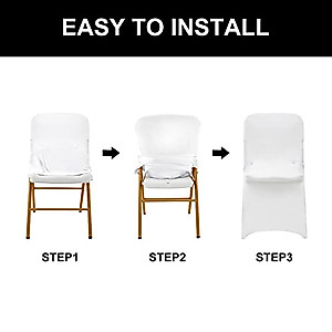 AlGaiety Spandex Chair Cover,12PCS ,Chair Covers,Living Room Folding Chair Covers,Removable Chair Cover Washable Protector Stretch Chair Cover for Party, Banquet,Wedding Event,Hotel(White)