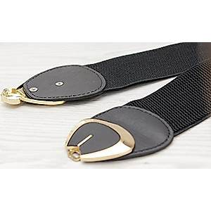 X&F Women's Elegant PU Bowknot Stretch Wide Belt Dress Decorative Waistbelts Black