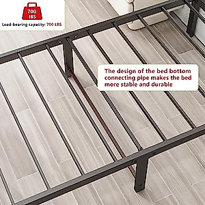 JUISSANO 14 Inch Twin Bed Frames, Metal Platform Bed Frame Twin Size, Mattress Support, No Box Spring Needed, Black
