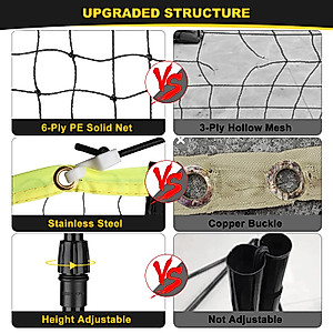 Fostoy Pickleball Set with Net, 17FT Portable Pickleball Net, 36-61in Adjusts All in one Pickleball Badminton Net Set with Pickleball Paddles and Badminton Rackets for All-Weather for Indoor Outdoor