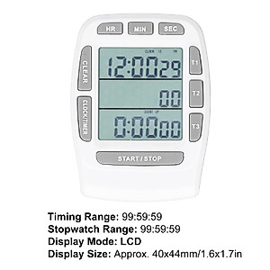 Multifunction Triple Timer, Car Home Universal 3 Channel Timer Clock + Millisecond + Stopwatch Count Down Timer LCD Display for Car, Home, Kitchen Monitors and Data Loggers