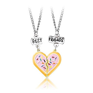 TTPAIAI 30 Best Friends Half Heart Pendant Necklace for Girls, Best Friend Jewelry,Friendship Gift Girls BFF Necklaces-Love (Silver Heart)